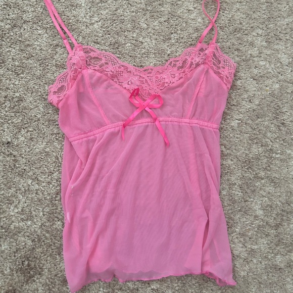Tops | Coquette Soft Pink Sheer Camisole | Poshmark